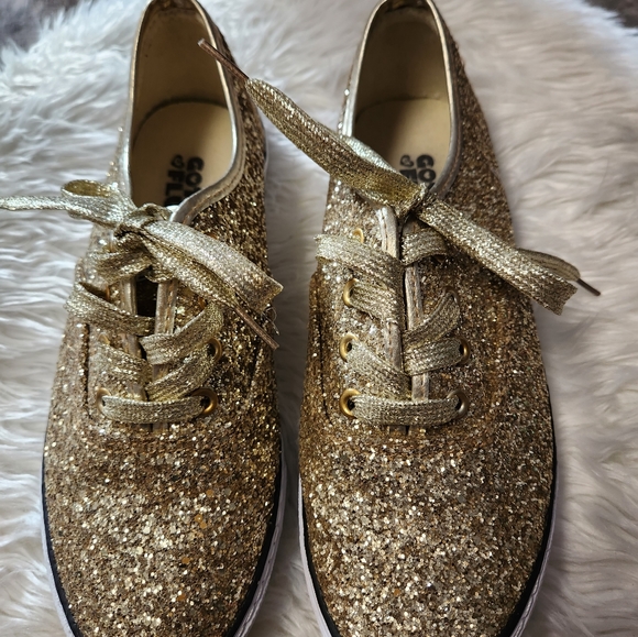Gotta Flurt | Shoes | Glitter Gold Sneakers | Poshmark